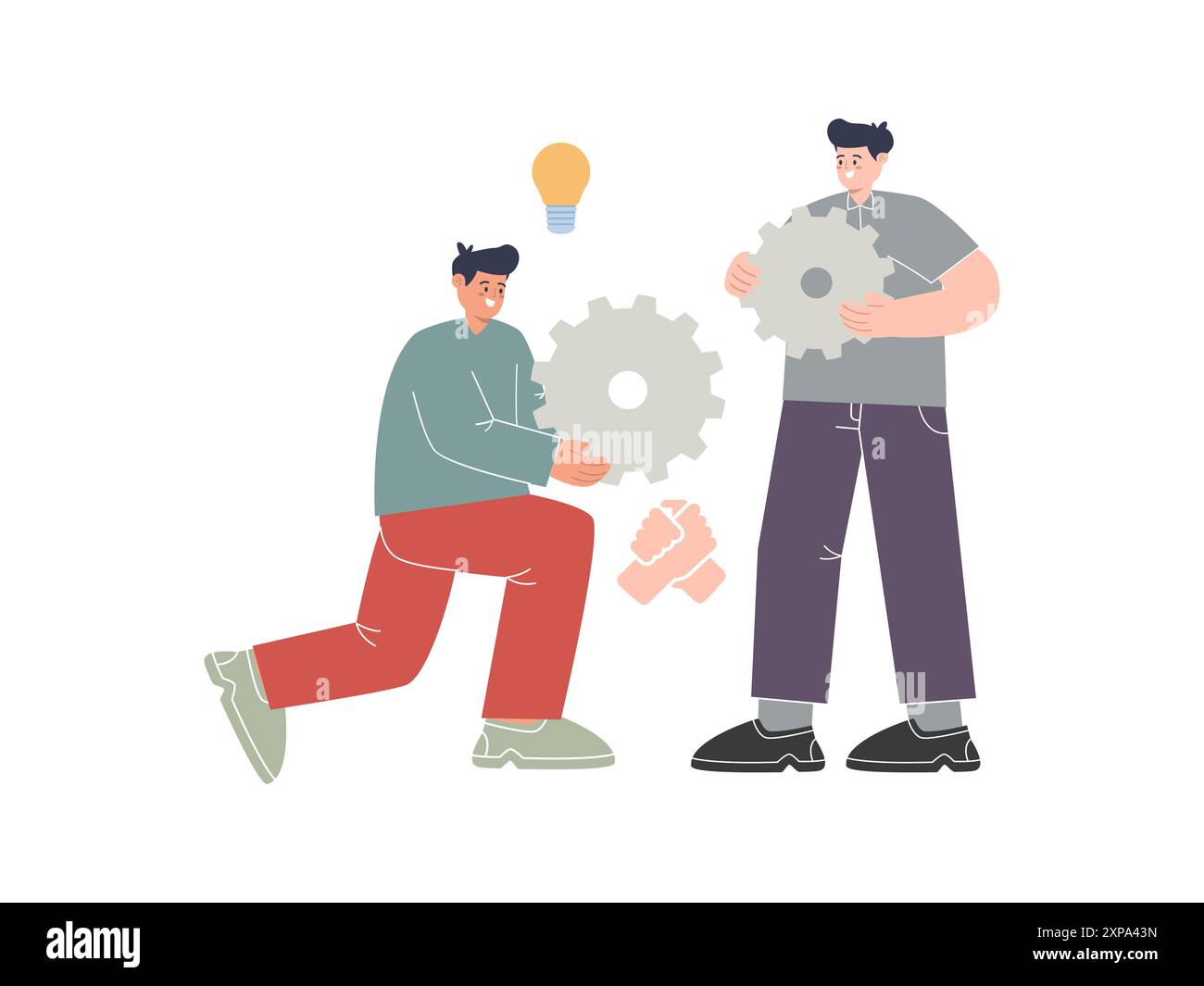 Businessman hand working cog gear Stock Vector Images - Alamy