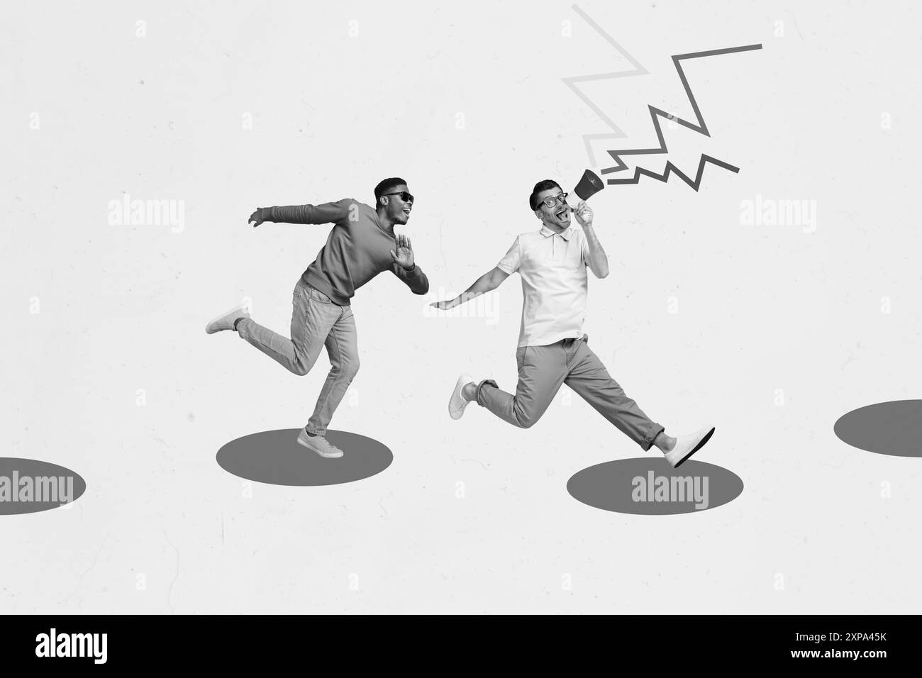 Composite sketch image trend artwork 3D photo collage of two young ...