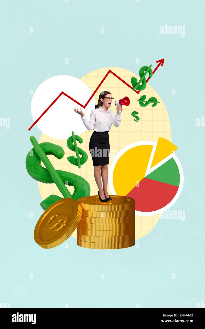 Composite trend artwork sketch photo collage of money graphics trader ...