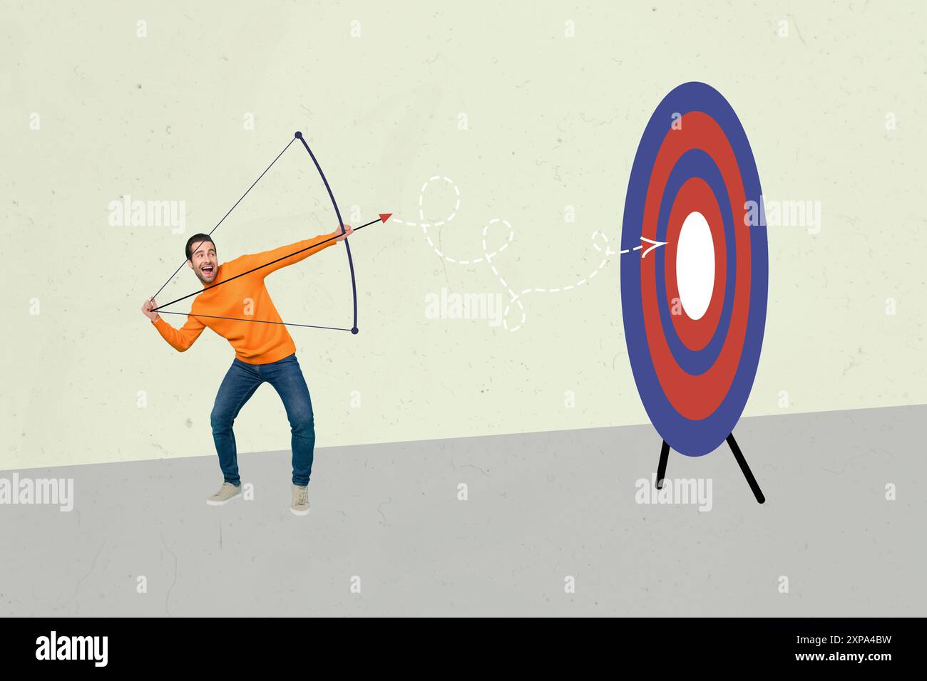 Trend artwork sketch composite photo collage of target goal achieve aim ...