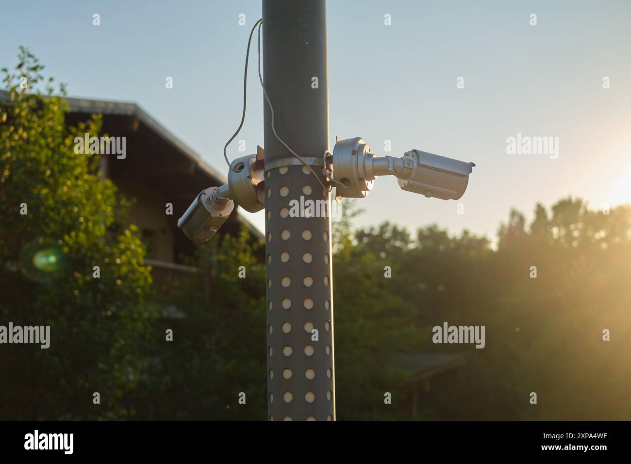 Multiple cctv cameras on metal hi-res stock photography and images - Alamy