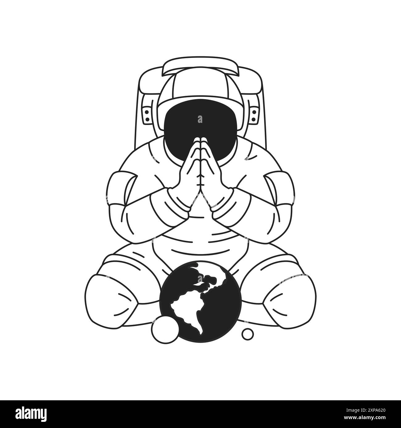 Y2k funky astronaut praying tiny planet galaxy psychedelic comic ...