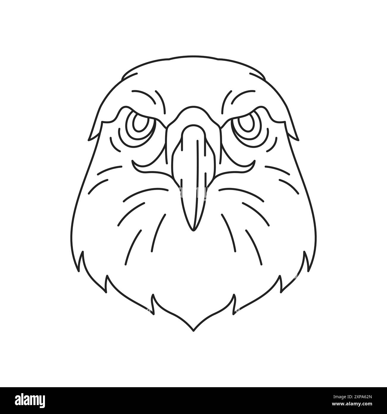 Y2k eagle hawk falcon portrait monochrome outline tattoo icon vector ...
