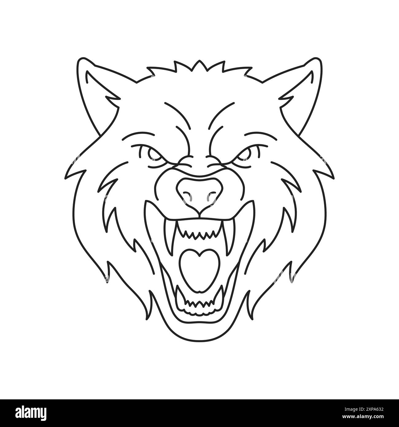 Angry Wolf Head Outline