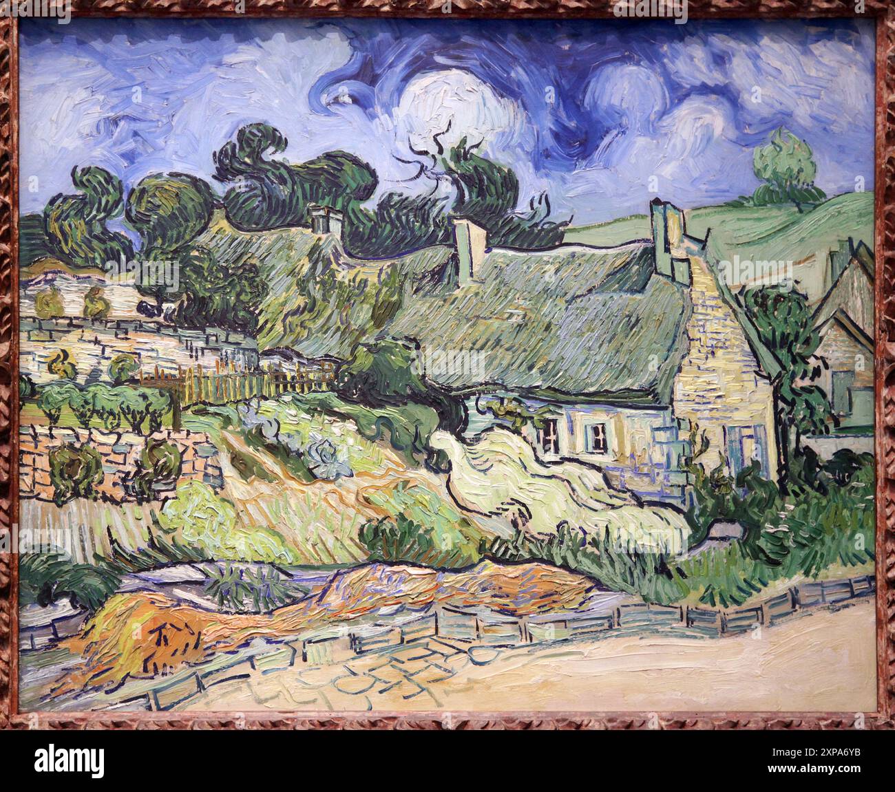 Thatched Cottages at Cordeville Auvers-sur-Oise (1890) Vincent van Gogh ...
