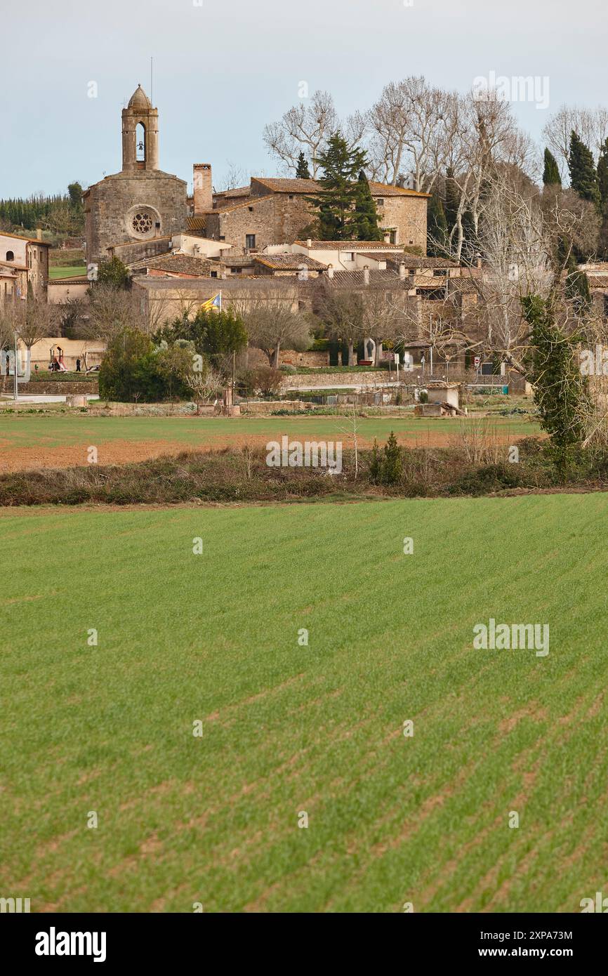 Traditional village of Pubol. Gala residence. Girona, Catalonia. Spain ...