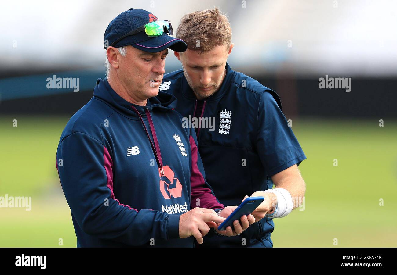 File photo dated 20-08-2019 of England batting coach Graham Thorpe and Joe Root. Former England ...