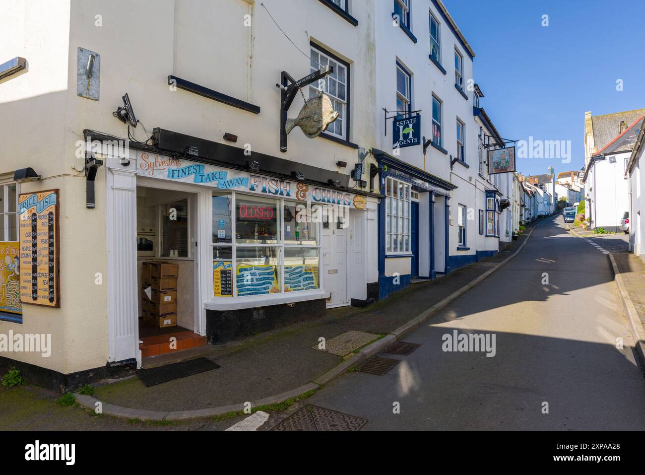 A fish and chips shop in the coastal village of Appledore, Devon ...