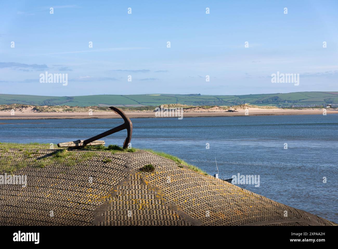 The anchor on the breakwater at Appledore Quay in the Torridge Estuary ...