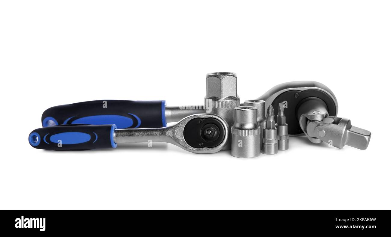 Set of auto mechanic's tools isolated on white Stock Photo - Alamy