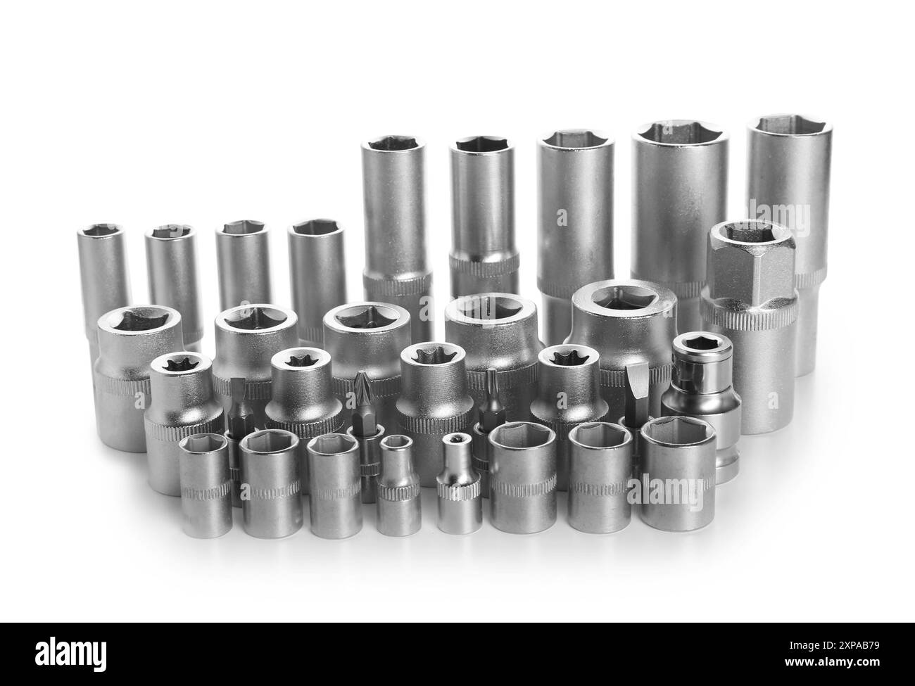 Set of different sockets isolated on white. Auto mechanic's tools Stock ...