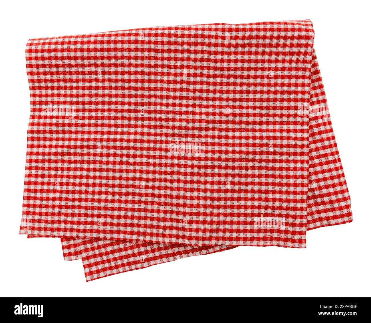 Piece of torn crumpled checkered fabric on a white background. Textile ...