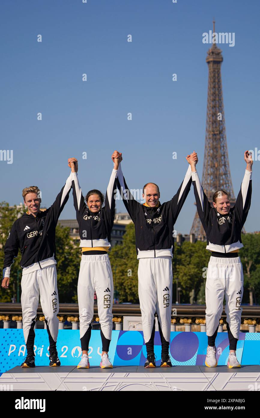 Gold medal winners Germany's Tim Hellwig, Lisa Tertsch, Lasse Luehrs ...