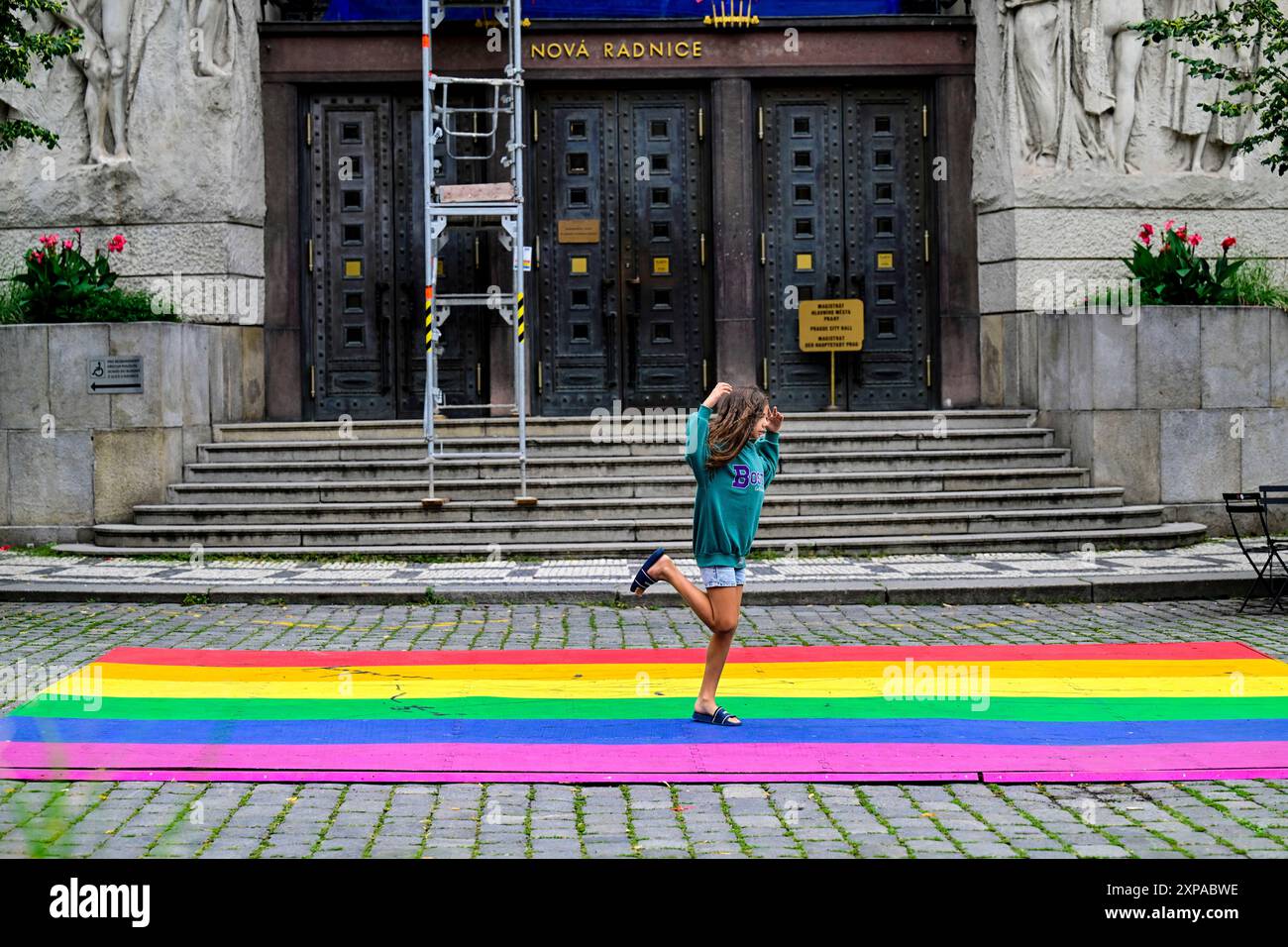 Flying of rainbow flag on balcony of New Town Hall on occasion of ...