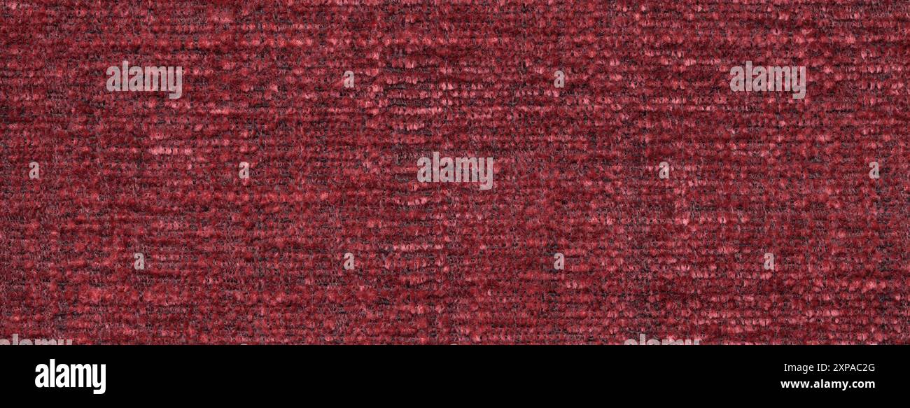 Dark red background of soft, fleecy cloth. Texture of textile closeup ...
