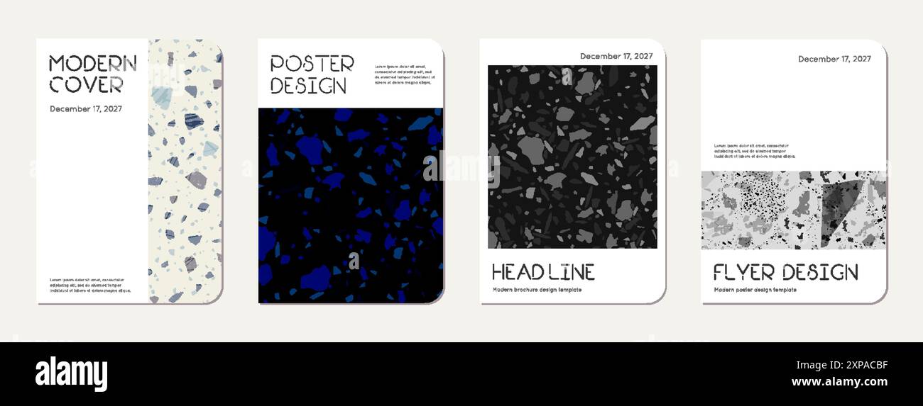 School notebook cover design. Terrazzo abstract background made of ...