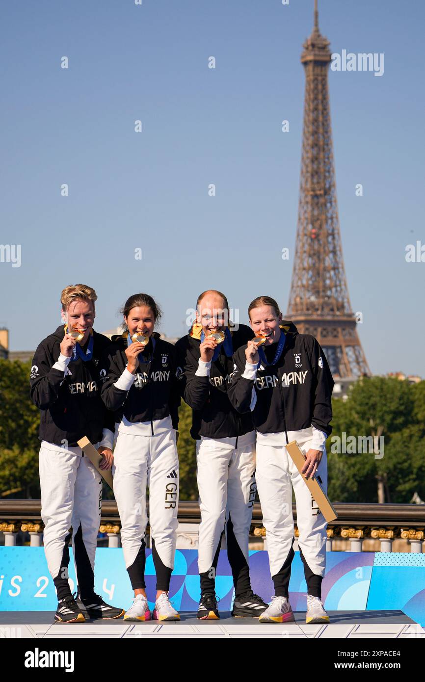 Gold medal winners Germany's Tim Hellwig, Lisa Tertsch, Lasse Luehrs ...