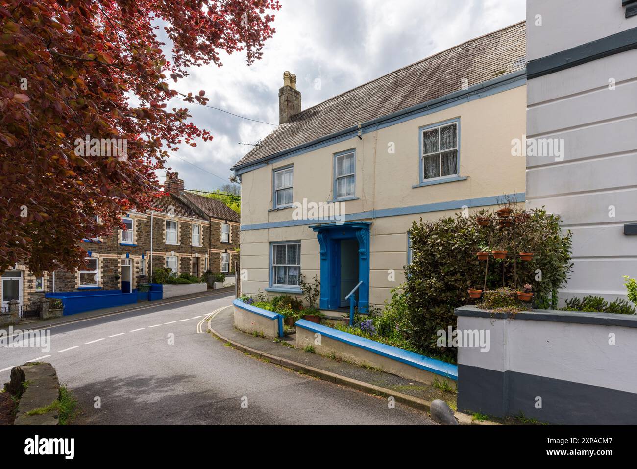 Terraced houses in the coastal village of Appledore, Devon, England ...