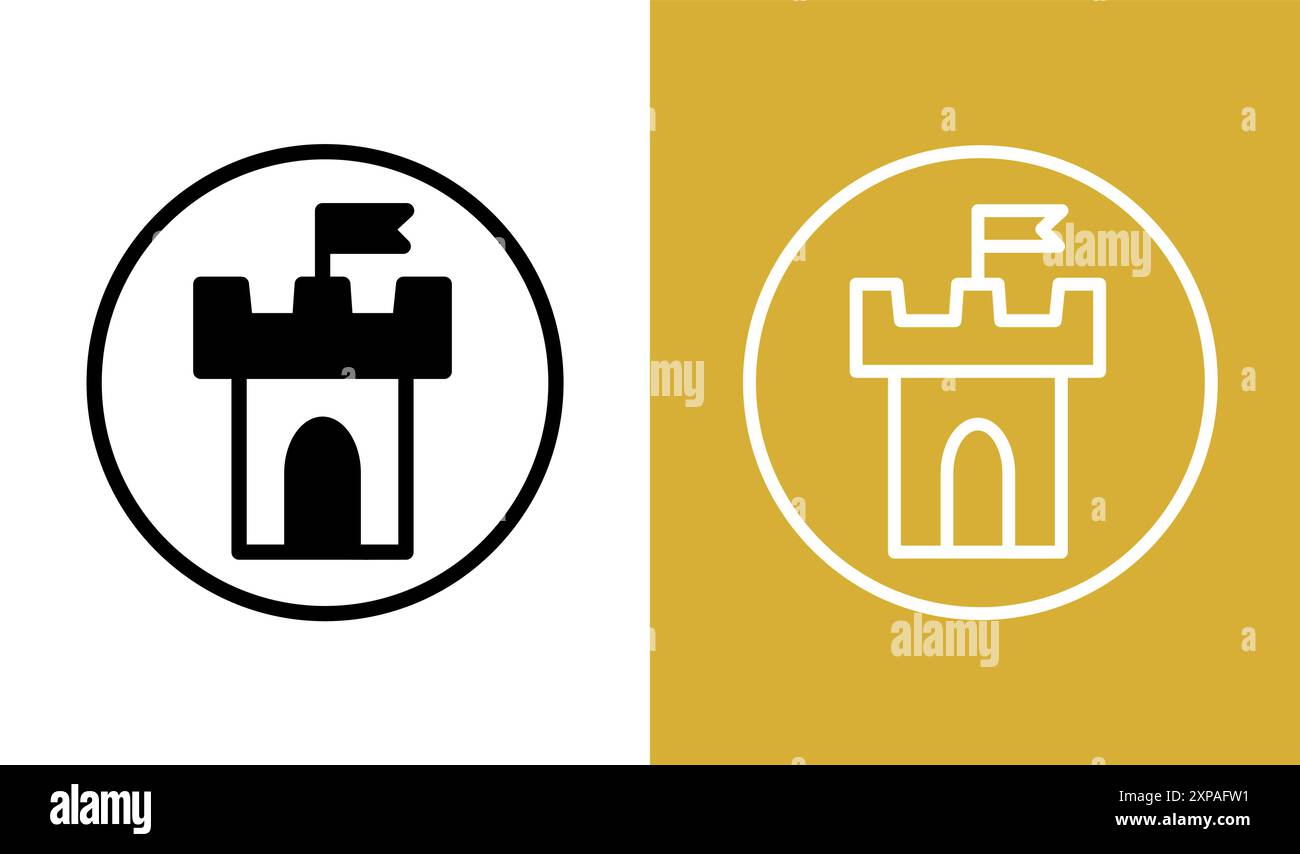 Castle Fortress Logo Tower Icon Vector Emblem Set Stock Vector Image ...
