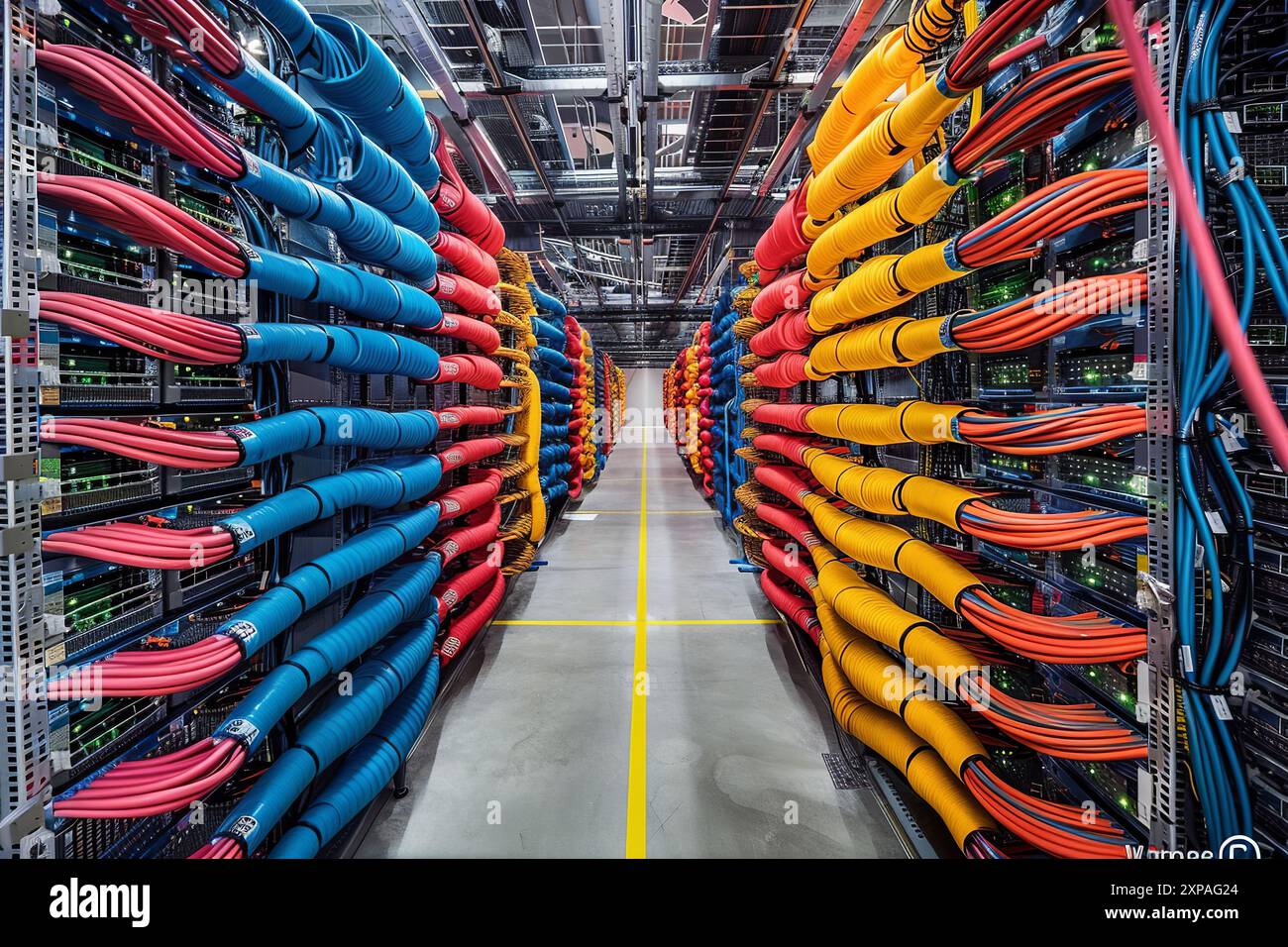 Data center with server racks. Information Digitalization Starts. Cloud ...