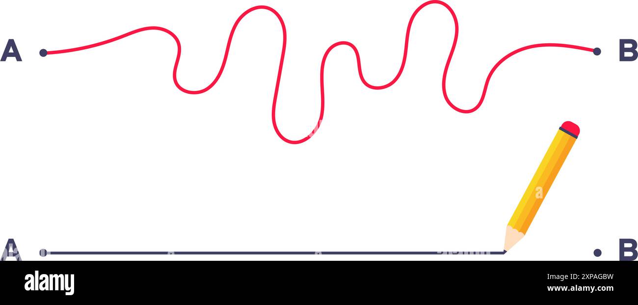 Complex and easy simple way from point A to B vector illustration Stock ...