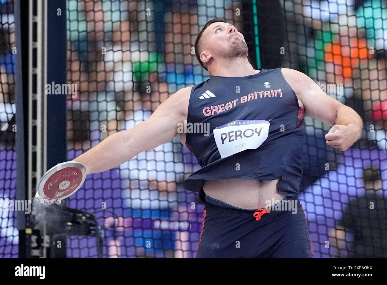 Nicholas Percy, of Britain, competes during the men's discus throw ...
