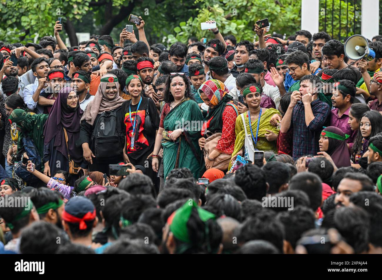 Bangladeshi students and activists shout slogans during Anti ...