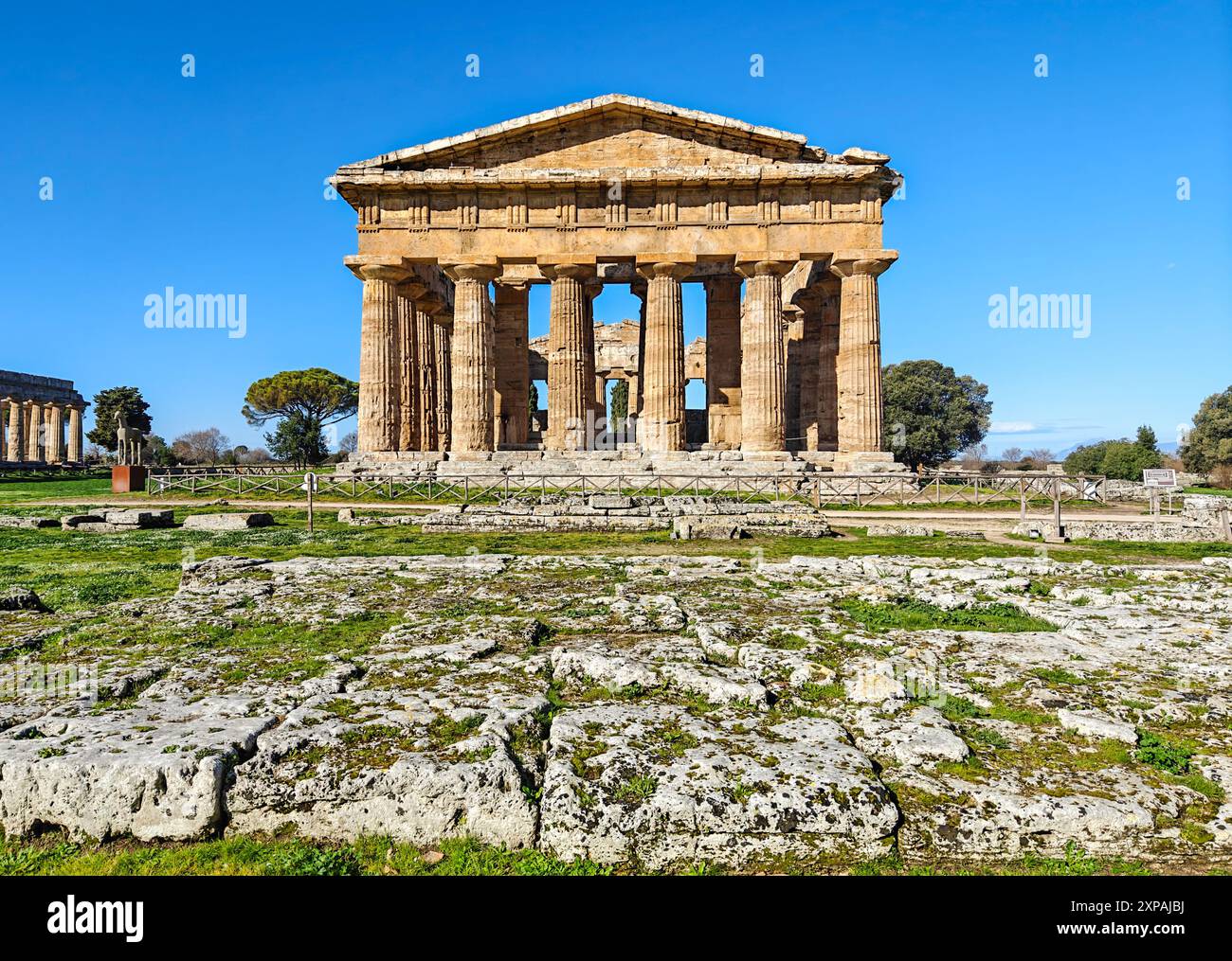The ruins of Paestum are famous for their three ancient Greek temples ...