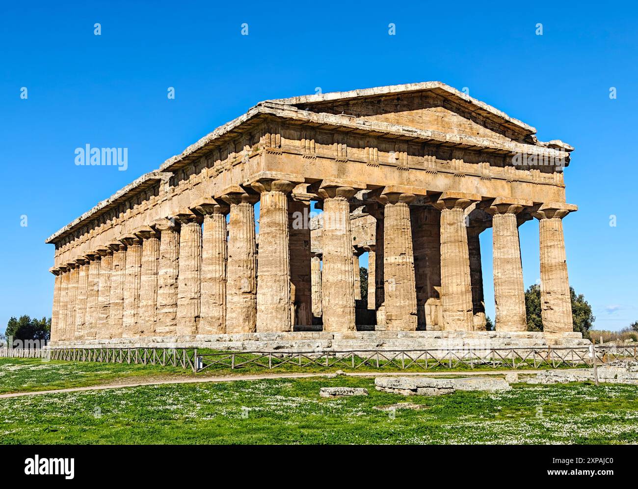 The ruins of Paestum are famous for their three ancient Greek temples ...