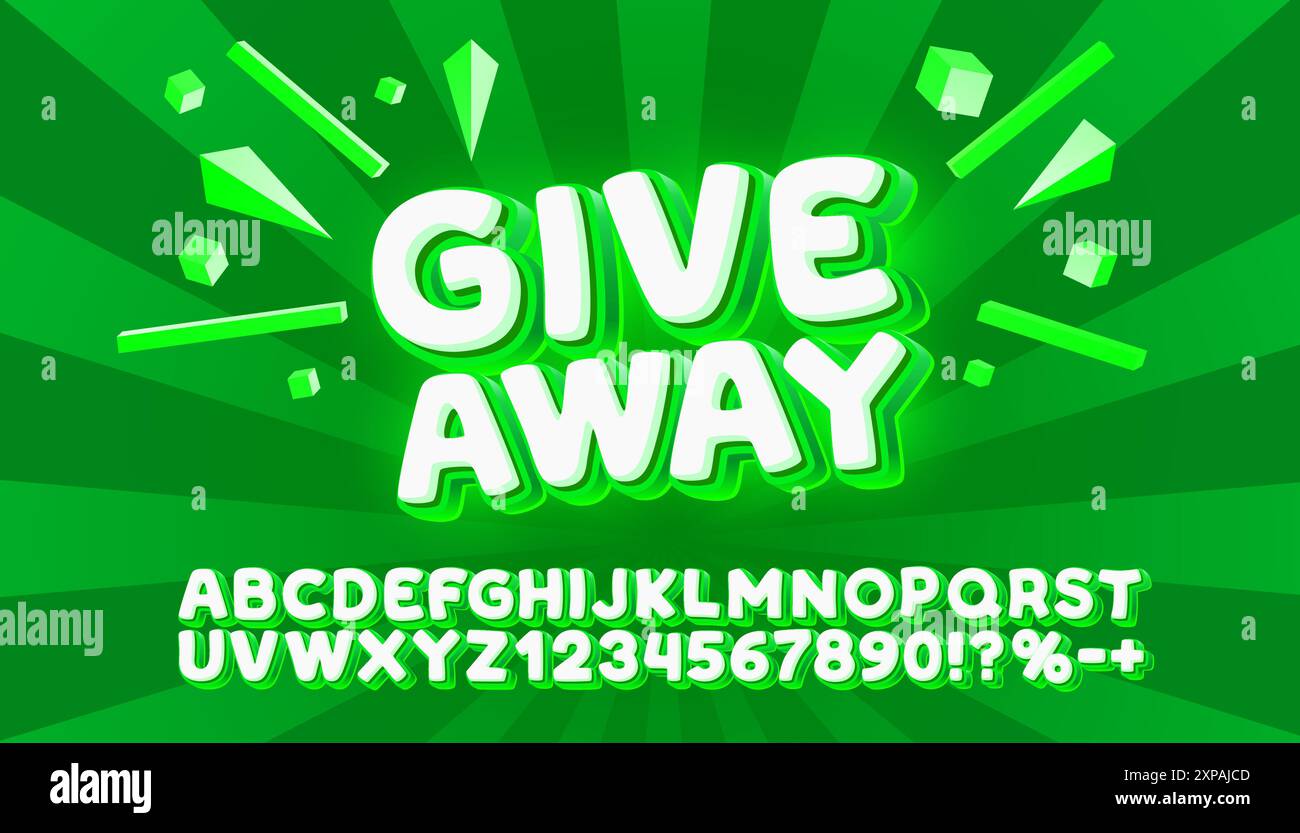 Giveaway font. English alphabet and numbers sign. Vector Stock Vector ...