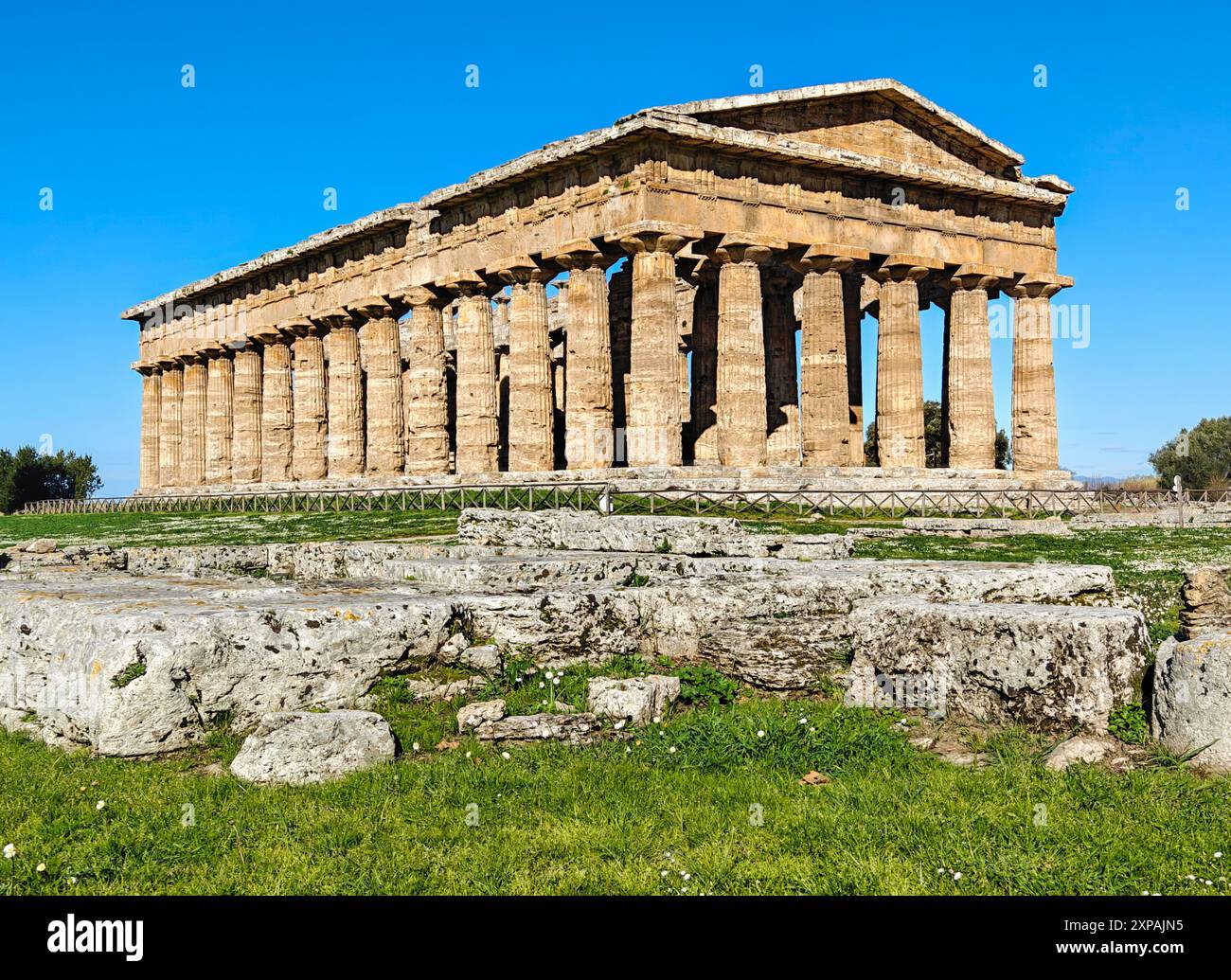 The ruins of Paestum are famous for their three ancient Greek temples ...