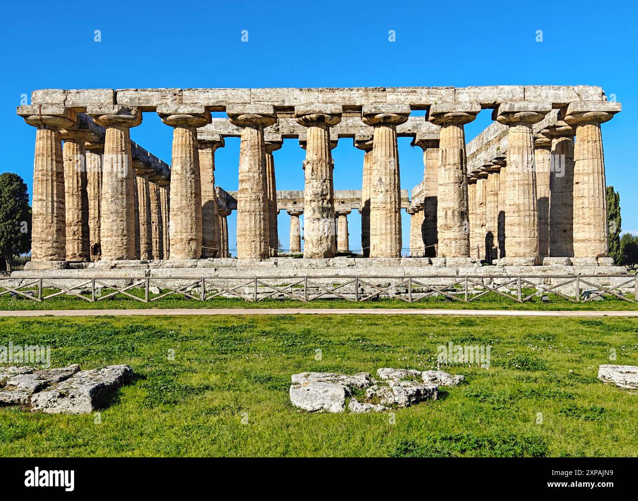 The ruins of Paestum are famous for their three ancient Greek temples ...