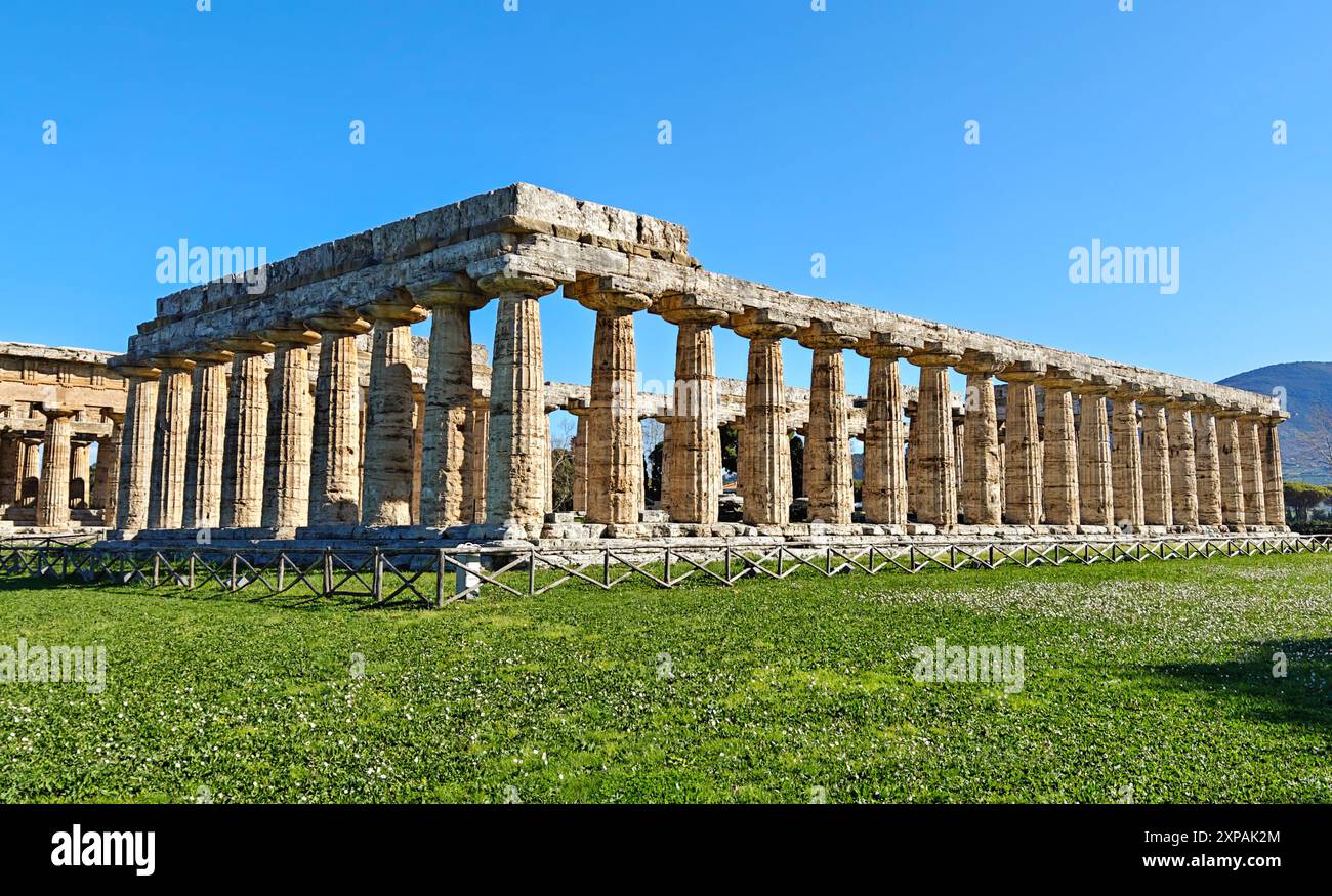 The ruins of Paestum are famous for their three ancient Greek temples ...