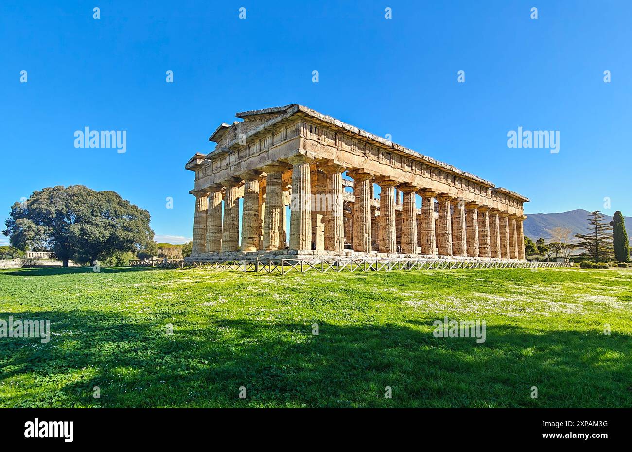The ruins of Paestum are famous for their three ancient Greek temples ...