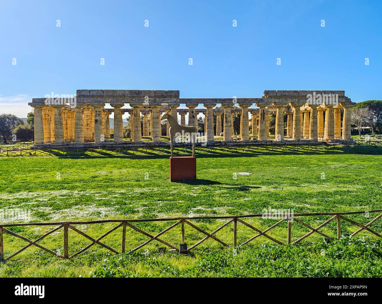 The ruins of Paestum are famous for their three ancient Greek temples ...