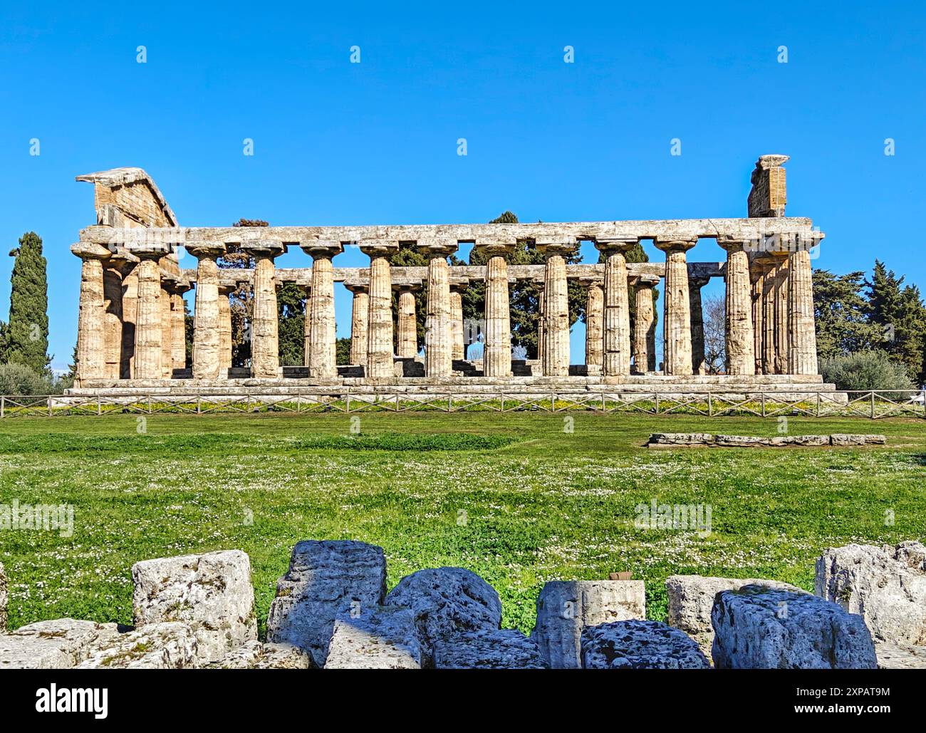 The ruins of Paestum are famous for their three ancient Greek temples ...