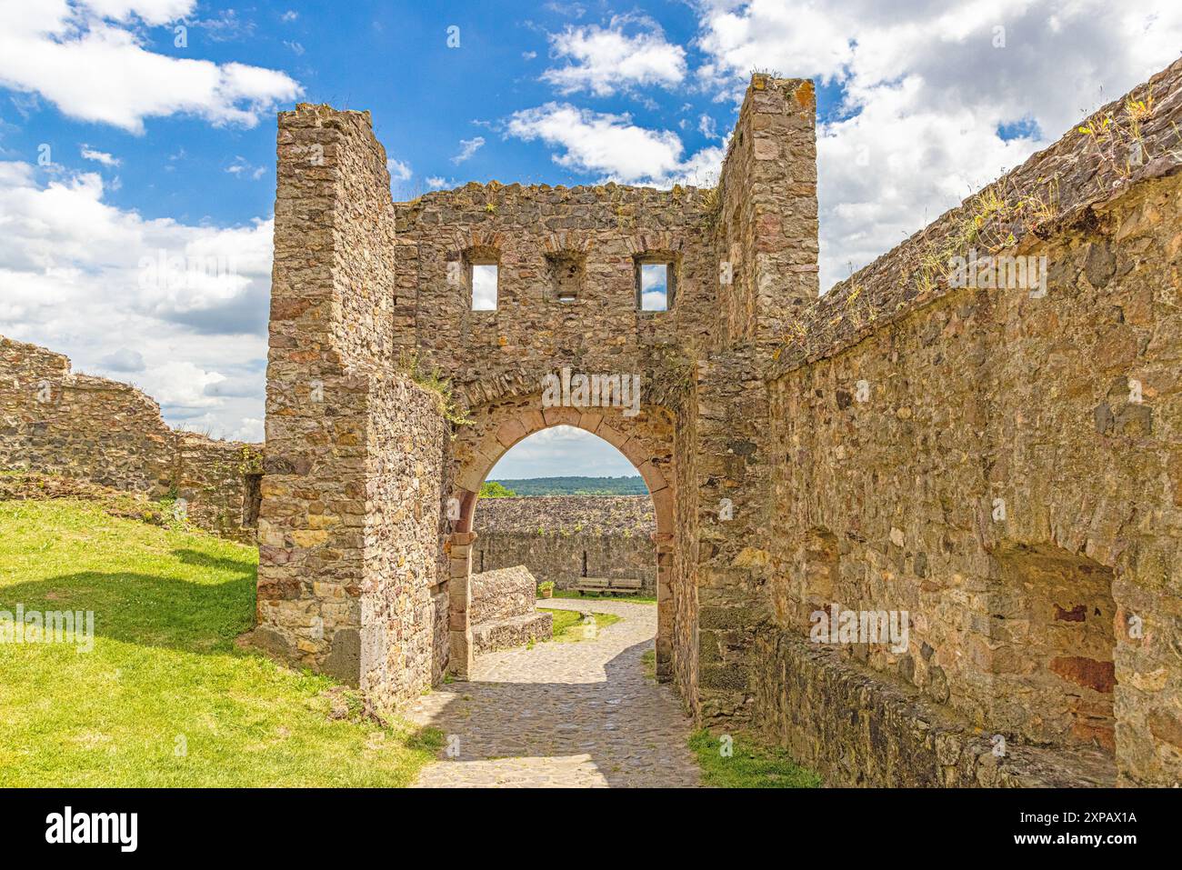 A scenic view of the historic German castle ruins Muenzenberg in Hesse ...