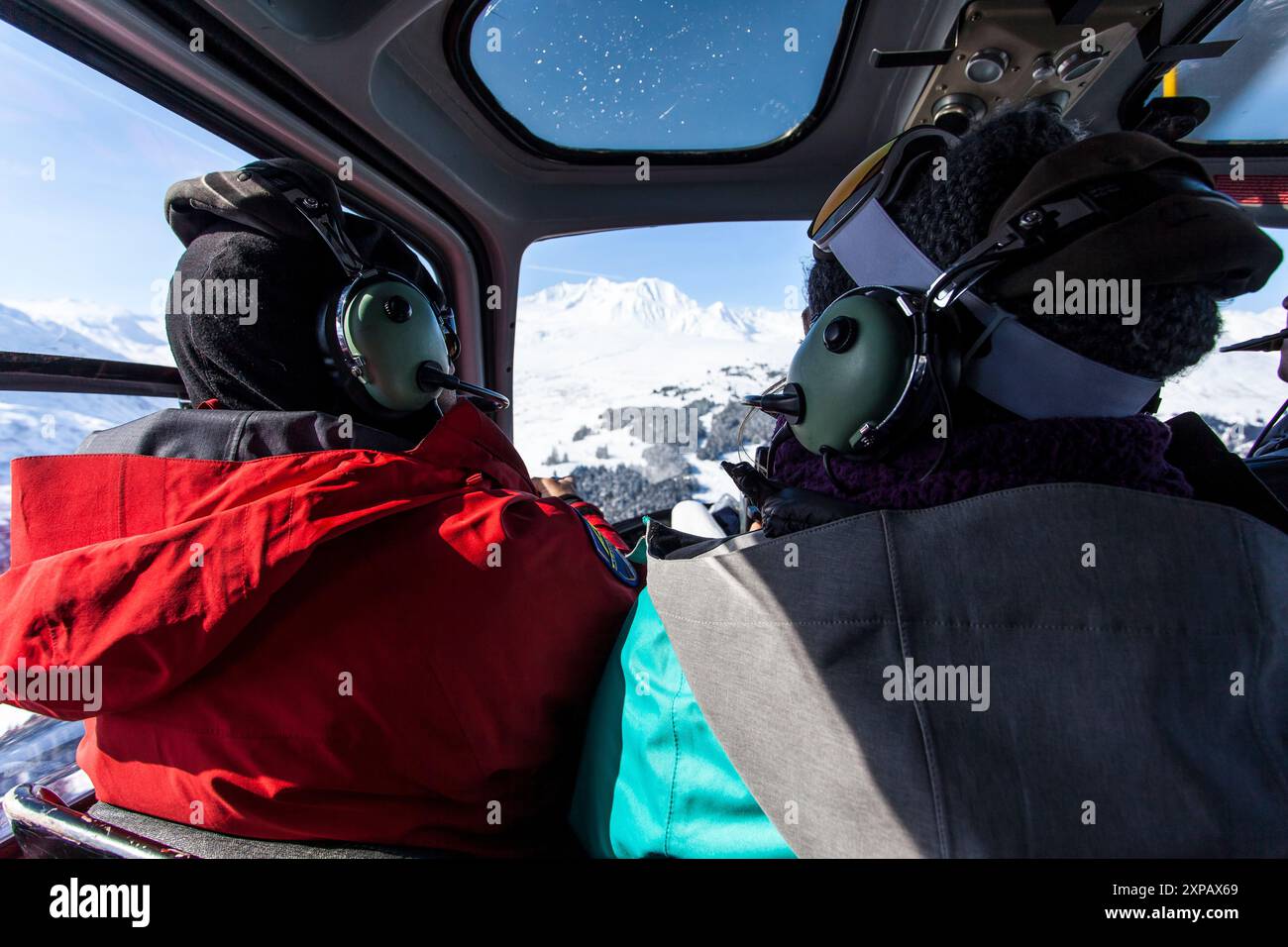 Two men in helicopter, Haines, Alaska, USA Stock Photo - Alamy