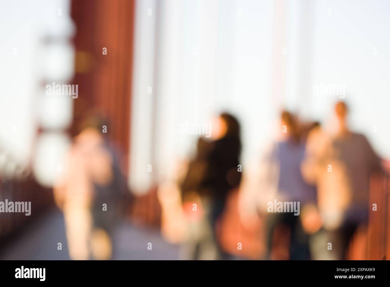People walking on the Golden Gate Bridge in San Francisco, Califronia ...