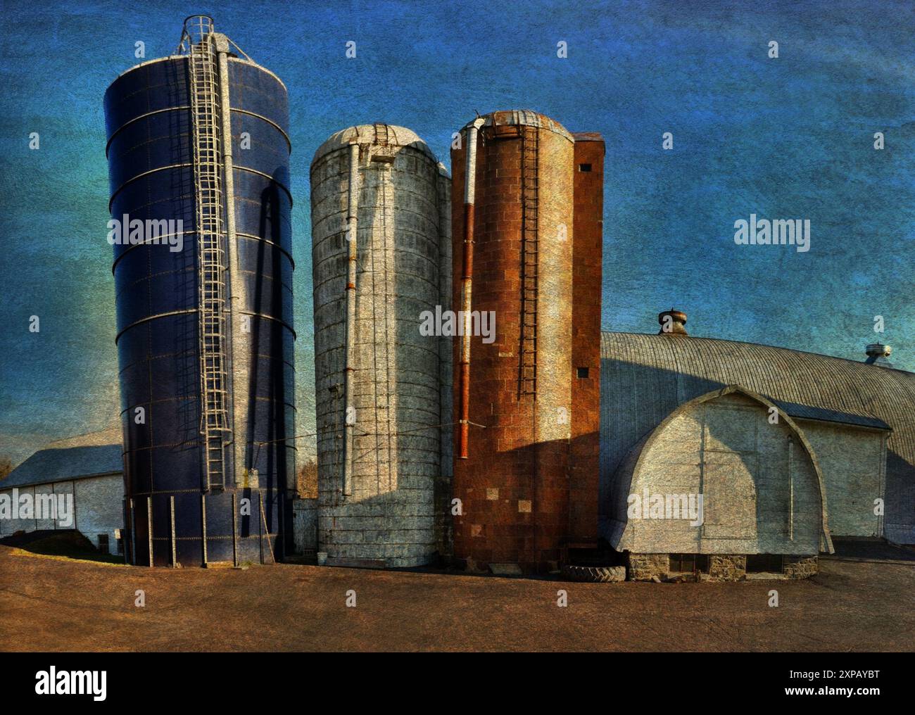 Barn Silos with texture Stock Photo - Alamy