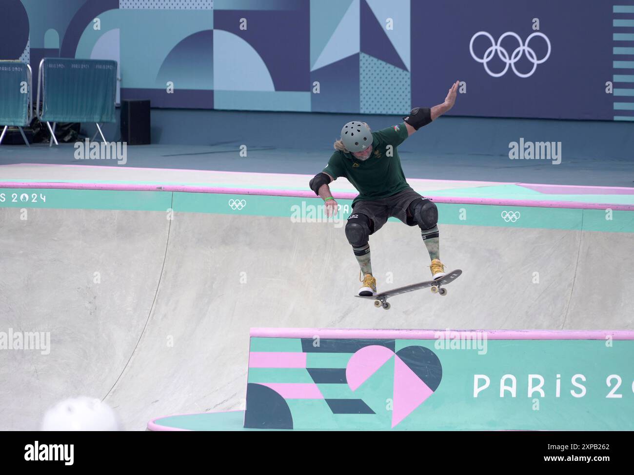 South Africa's Dallas Oberholzer performs, during a men's skateboard ...