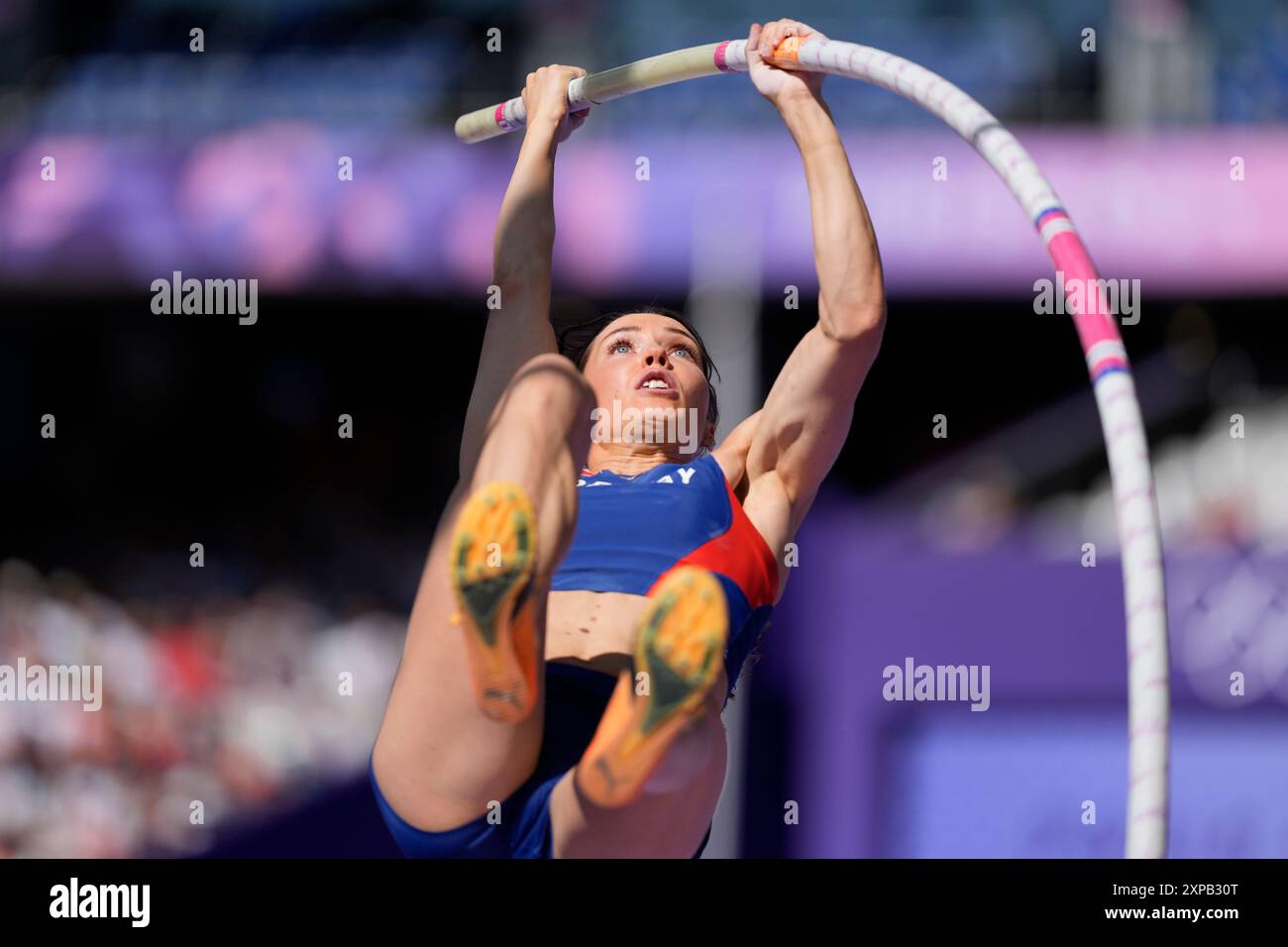 Lene Onsrud Retzius, of Norway, competes during the women's pole vault ...