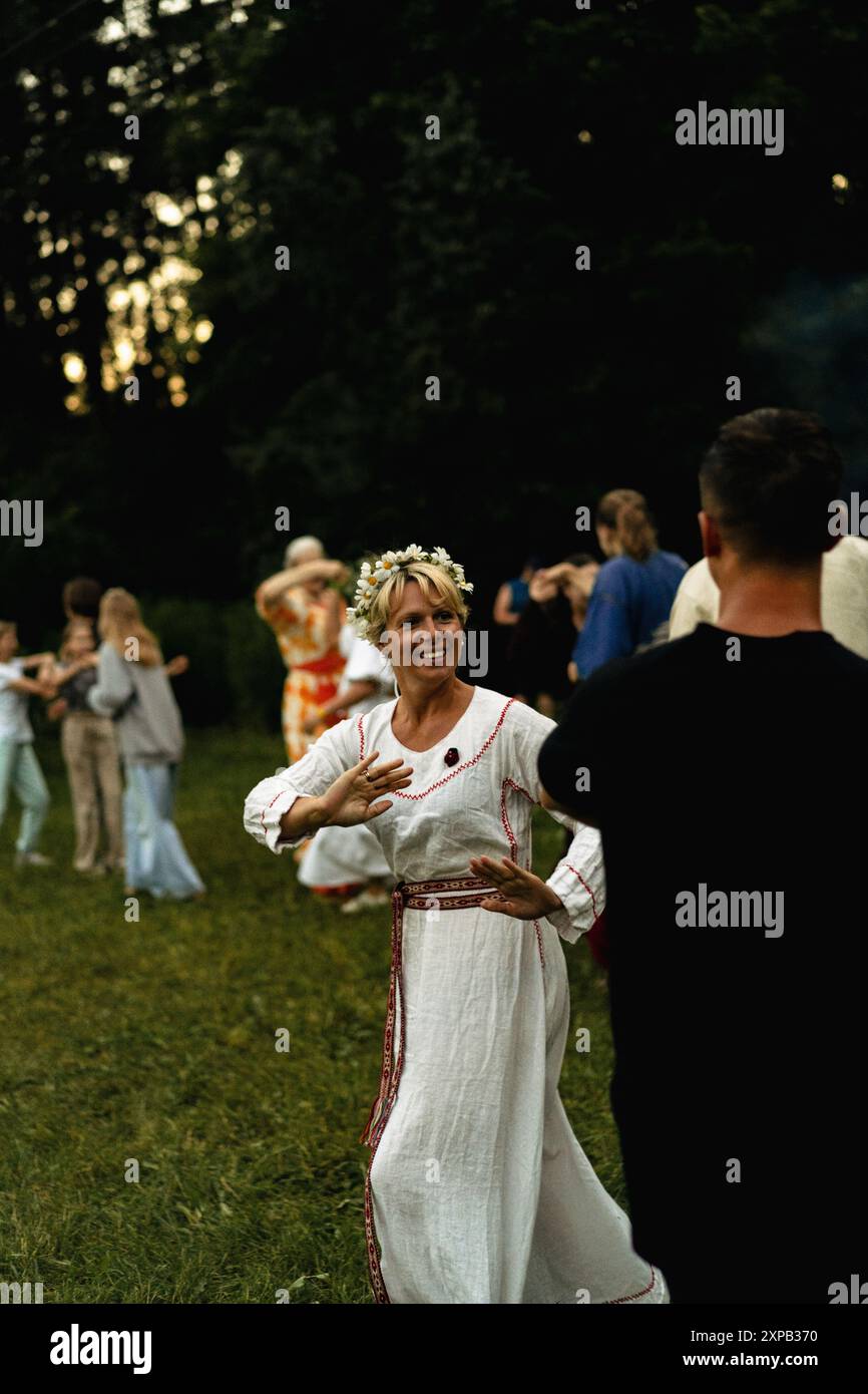 Woman in a round dance on the Slavic holiday Ivan Kupala Stock Photo ...
