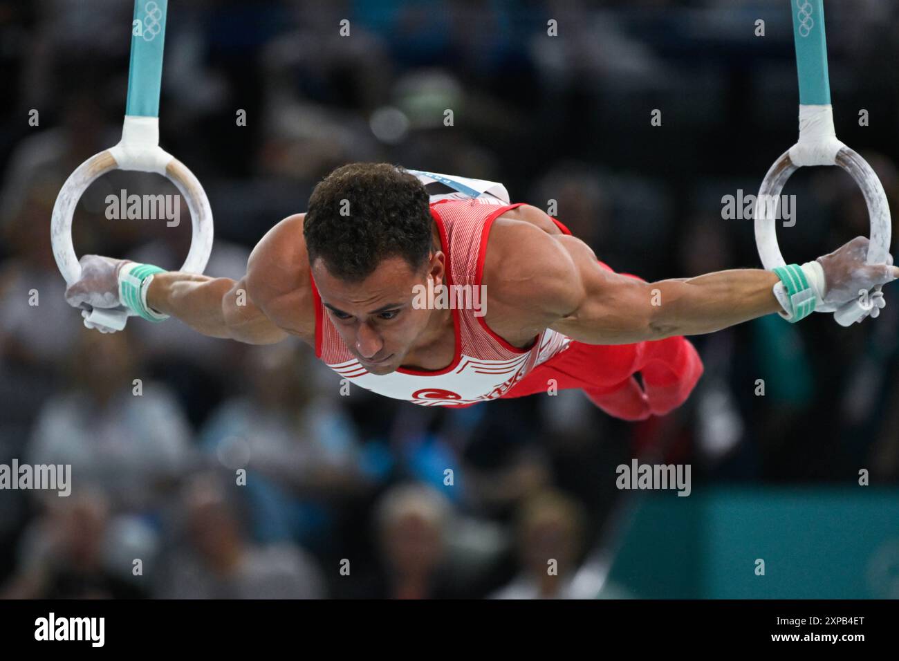 Adem Asil ( TUR ), Artistic Gymnastics, Men's Rings Final during the Olympic Games Paris 2024 on ...