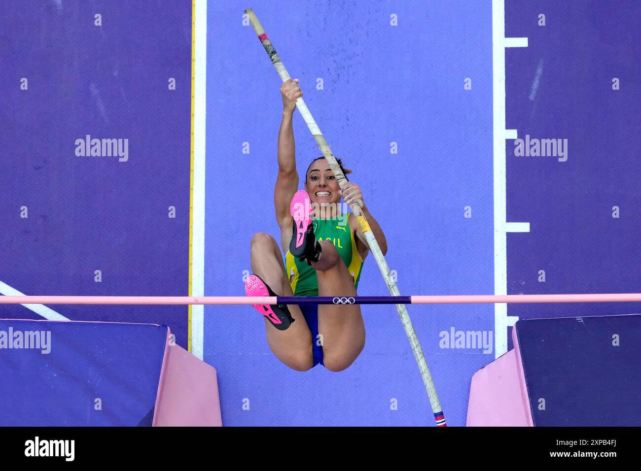 Juliana de Menis Campos, of Brazil, competes in the women's pole vault ...