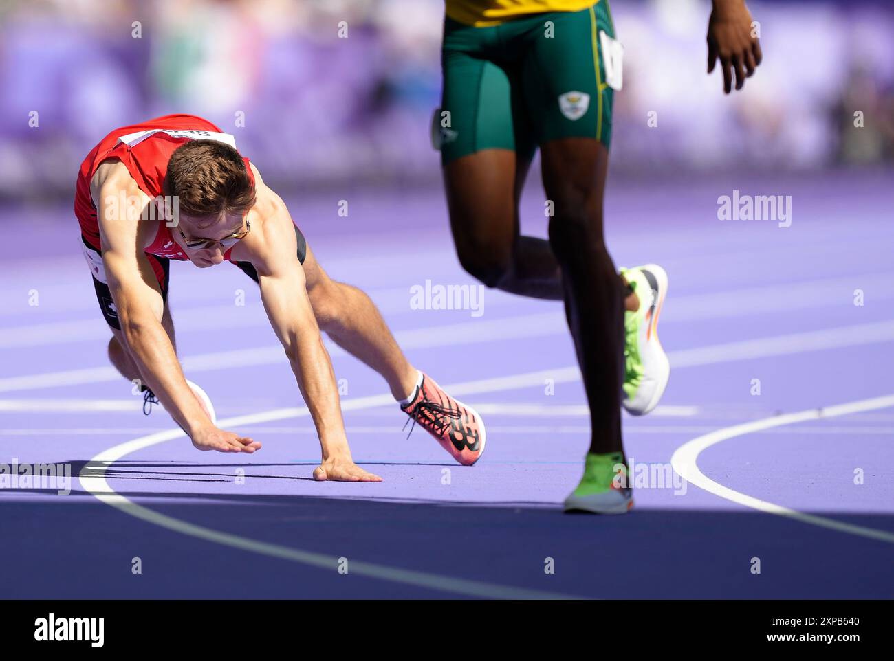 Paris, France. 5th Aug, 2024. Lionel Spitz of Switzerland falls down ...