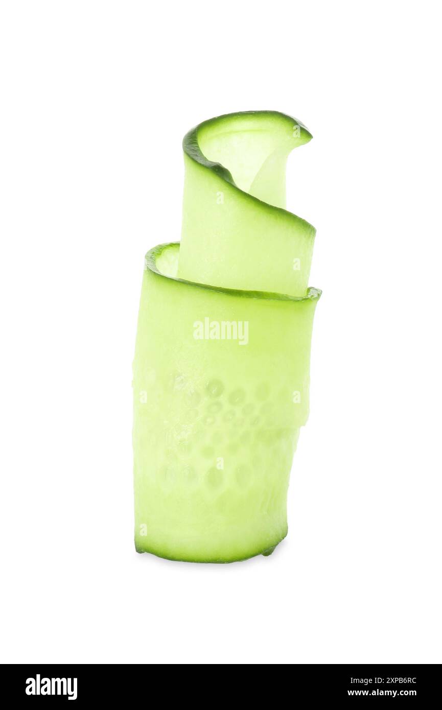 One fresh sliced cucumber isolated on white Stock Photo - Alamy