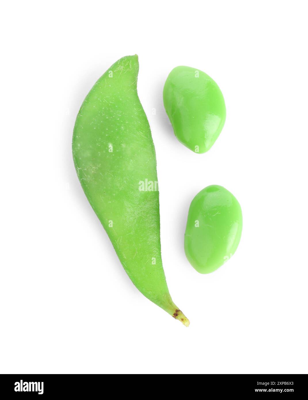 Raw green edamame pod with soybeans isolated on white Stock Photo - Alamy