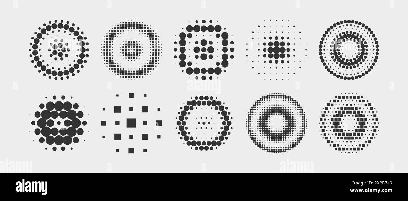 halftones geometric dots gradient and pop art texture. Circle halftone ...