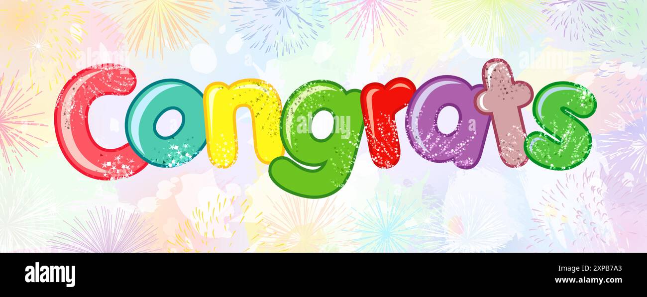 Congrats - creative greeting card. Social media poster. Network ...